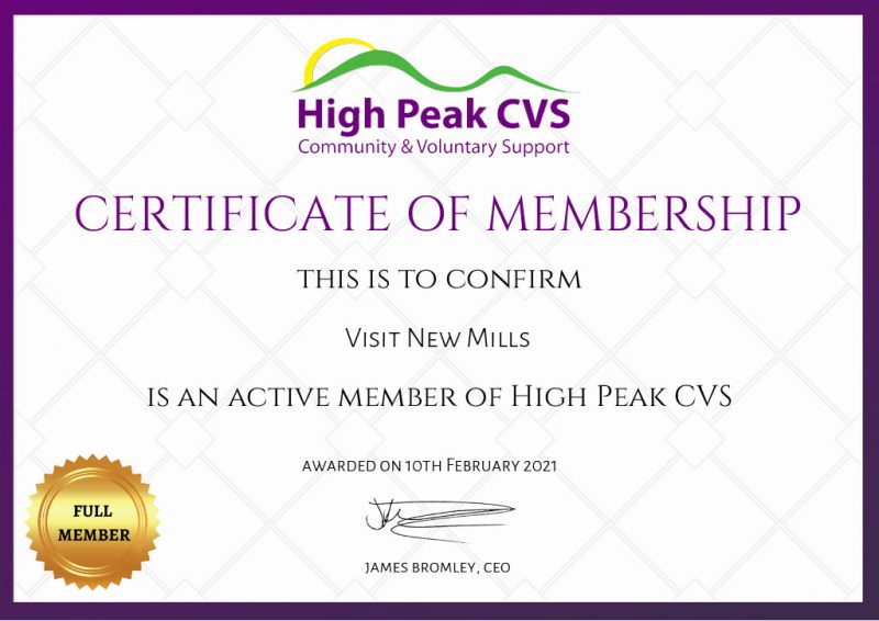 High Peak CVS membership update - Visit New Mills